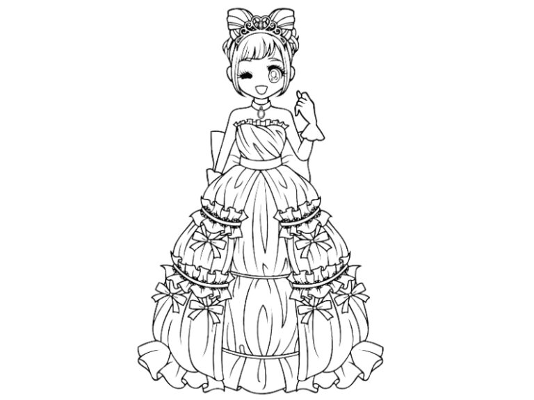 30+ tranh tô màu công chúa anime cute chibi cực dễ thương
